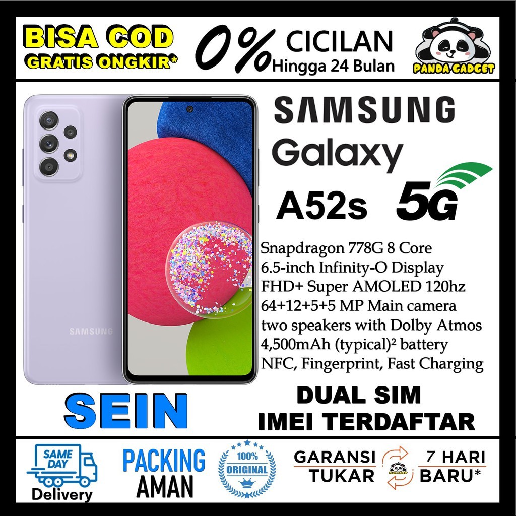 Jual Samsung Galaxy A52s A52 5G NFC Original RESMI 8/256GB 8 / 256 | 8/128GB 8 / 128 GB Black ...