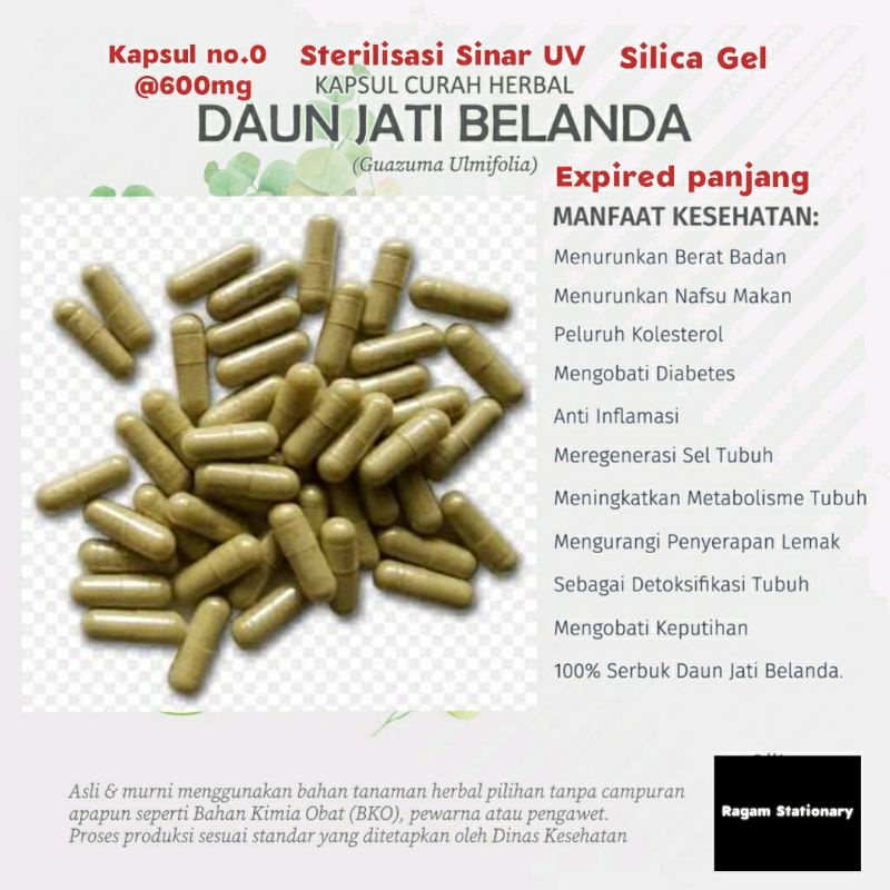 Jual Kapsul bubuk Jati Belanda herbal jamu obat curah 100 butir ...