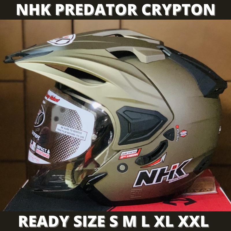 Jual Helm NHK Predator Crypton Solid Star Grey Doff Double Visor Half ...