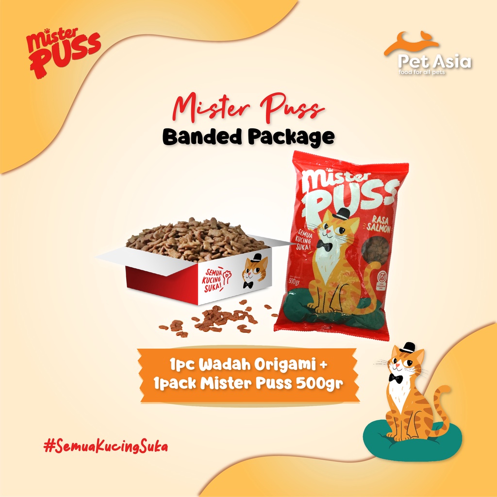 Jual Mister Puss Salmon 500 gr + Wadah Origami (Banded Package ...