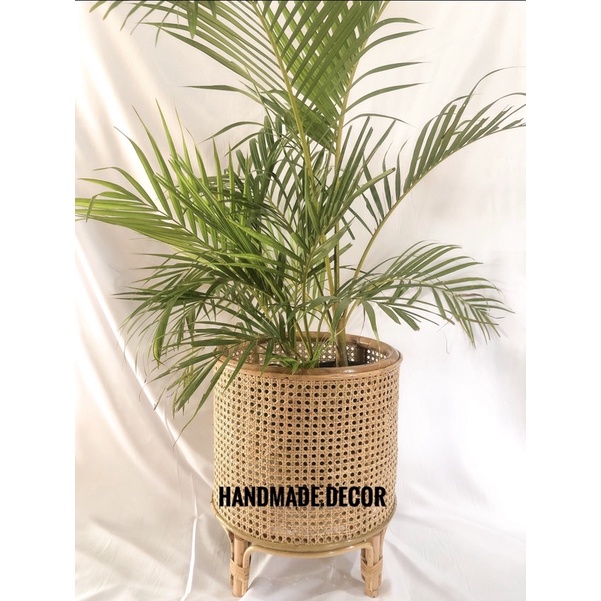 Jual pot rotan webbing / standing planter rotan / rattan stand pot ...