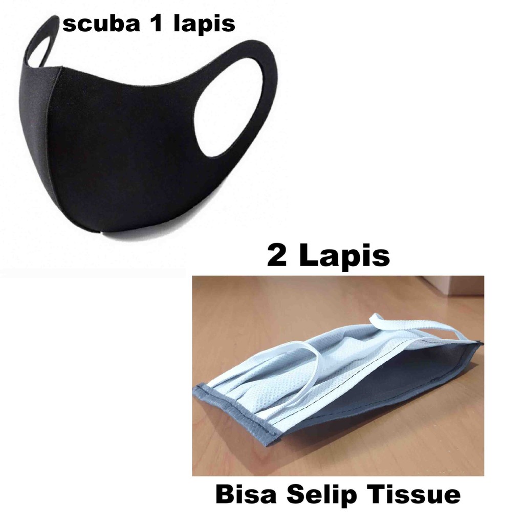 MASKER 2 LAPIS / MASKER KAIN / MASKER HITAM / 1 PLY / 2 PLY / MASKER ...