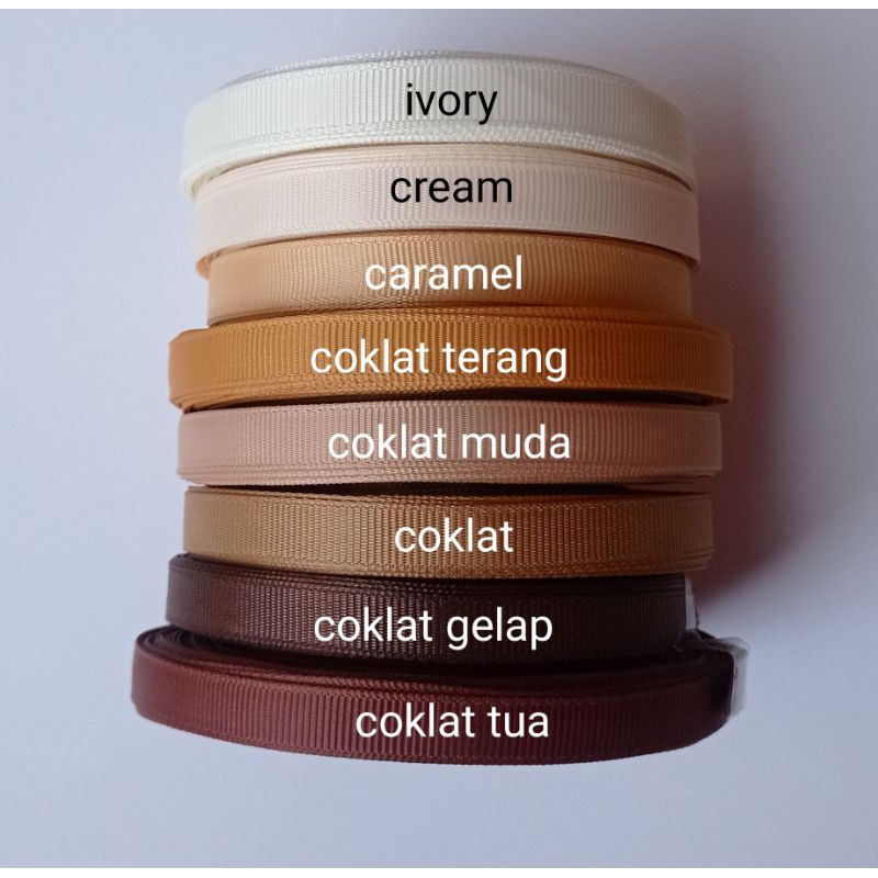 Jual pita grosgrain polos 3/8" coklat series - meteran | Shopee Indonesia
