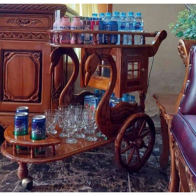 Jual Nakas Troli bebek unik Nakas unik kayu jati Troli unik Meja troli ...