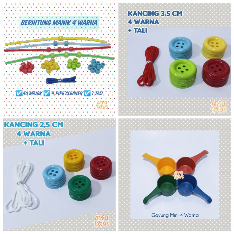 Jual MURAH Set 4 Warna. Berhitung Meronce Manik Kancing Pipe Cleaner ...