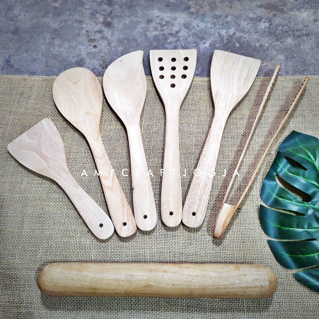 Jual Spatula Set Kayu Sengon 1 SET 5 Model/Spatula Set Alat Masak ...