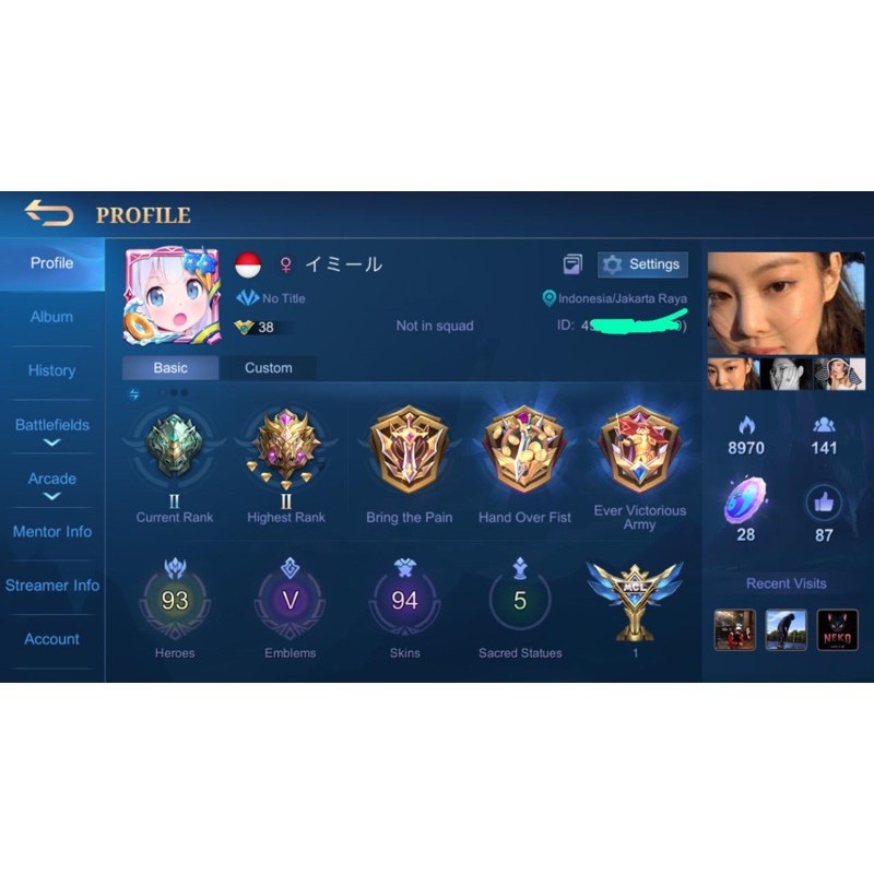 Jual JUAL AKUN MOBILE LEGEND (ML) user mm wr bagus, stats lumayan dan ...