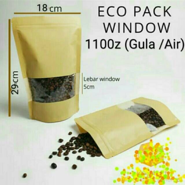 Jual Standing Pouch Window Ecopack 1100z | 18x29 Kemasan Ecopack Litho ...