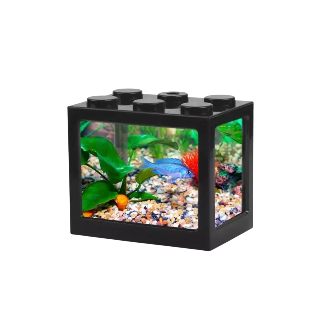 Jual Aquarium Mini Ikan Cupang Lego Block 4 Side Windows 12.8x8.5x11cm ...