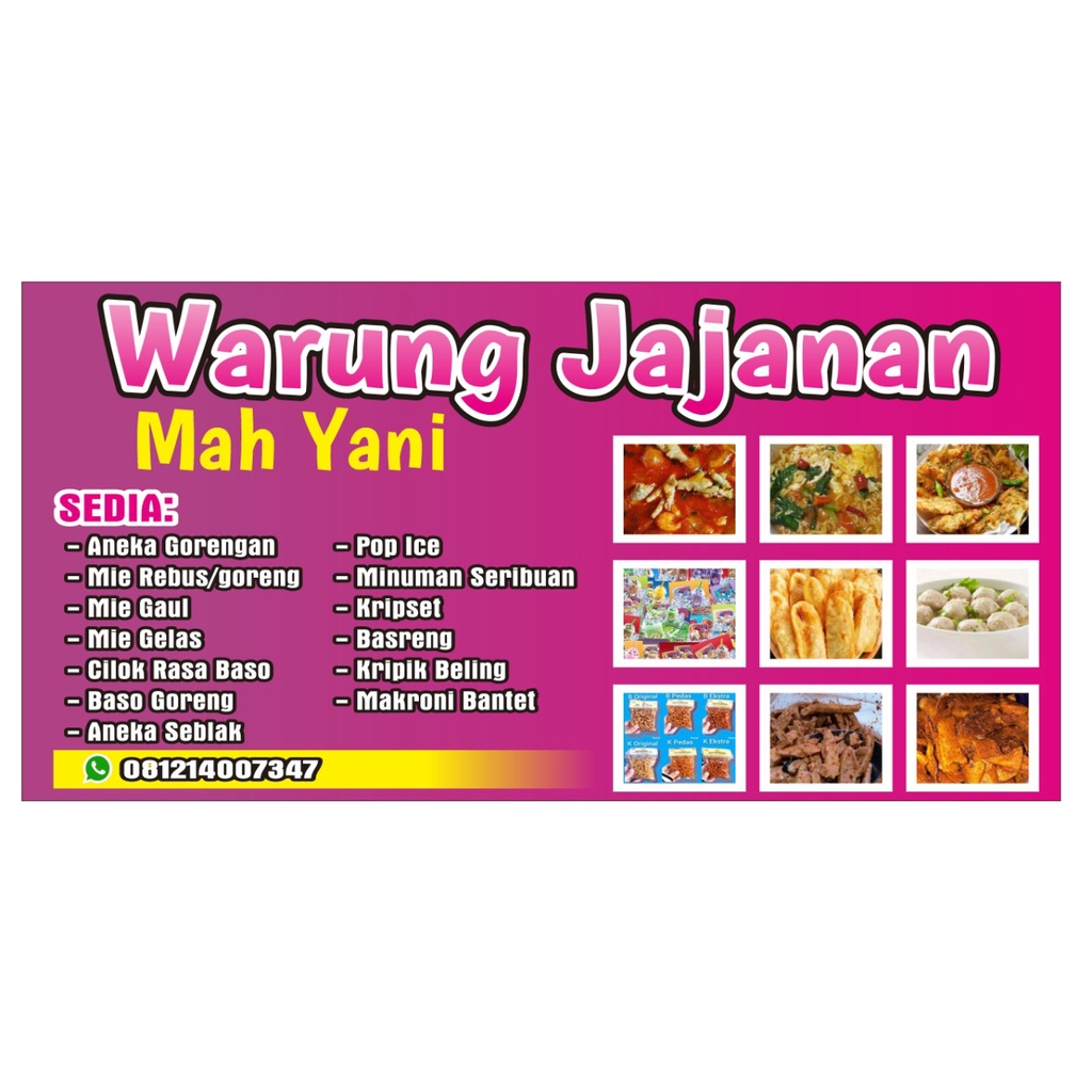 Jual Spanduk Warung Jajanan Keren, Bisa Ganti Nama Dan Menu | Shopee ...