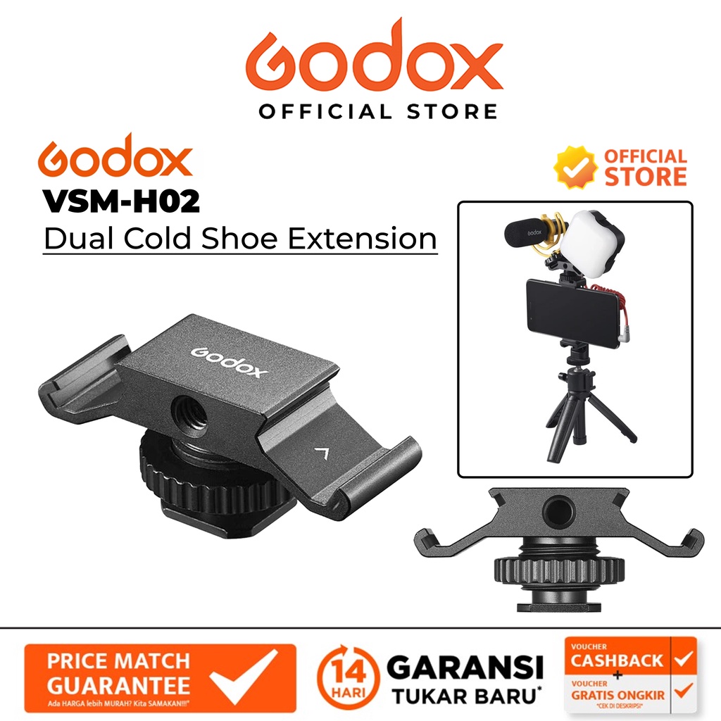 Jual Godox VSM-H02 Dual Cold Shoe Extension / Godox VSM-H02 | Shopee Indonesia