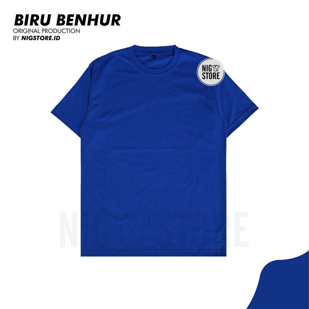 Jual KAOS POLOS BIRU BENHUR BASIC LENGAN PENDEK & PANJANG COTTON COMBED ...