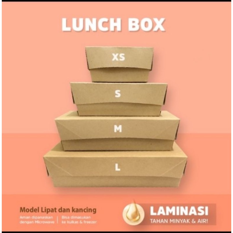 Jual Lunch box paper kraft laminasi xs s m l kotak makanan kotak ...