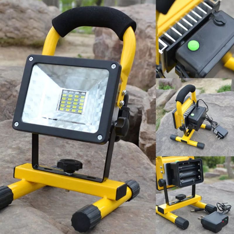 lampu sorot led portable rechargeable bisa dicas flood light lampu ...