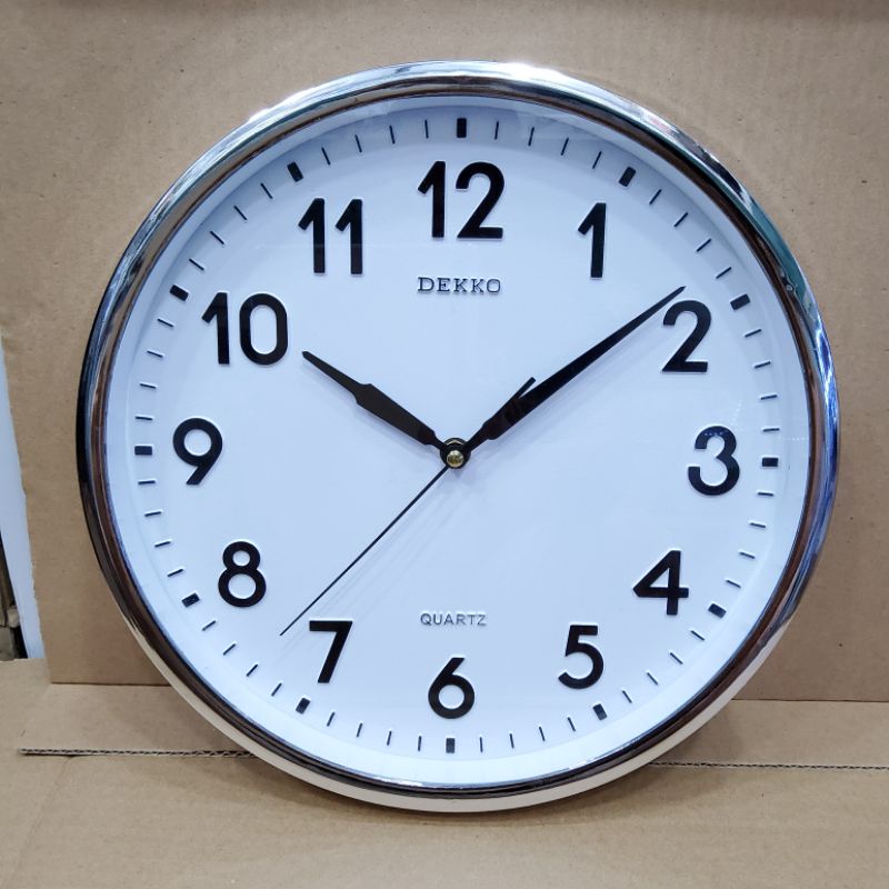 Jual jam dinding murah krom silver dekko mesin sweep super silent 33cm ...