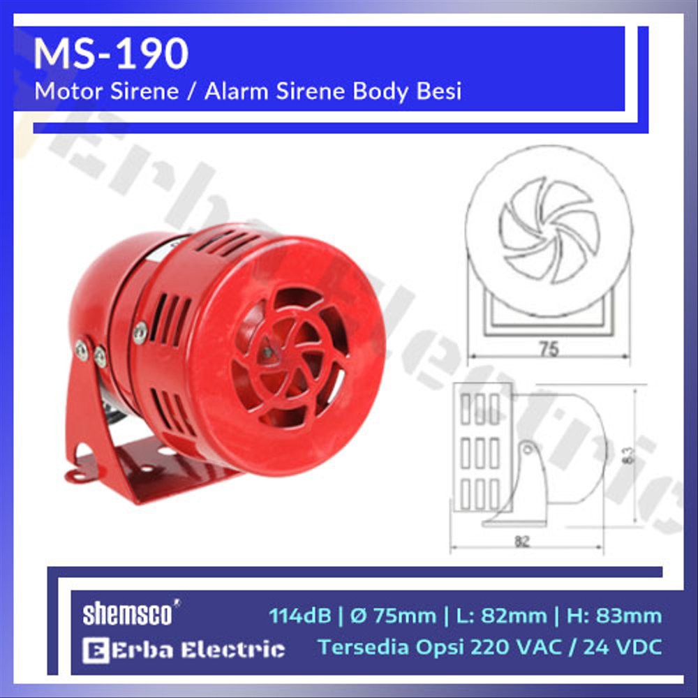 Jual Shemsco MS-190 24v DC Motor Sirene Siren Alarm Pabrik Kuat Nyaring | Shopee Indonesia