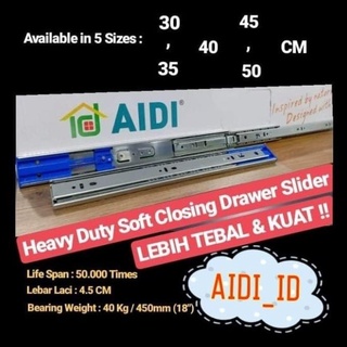Jual Aidi Rel Laci Slow Motion Soft Closing Heavy Duty Drawer Slider ...