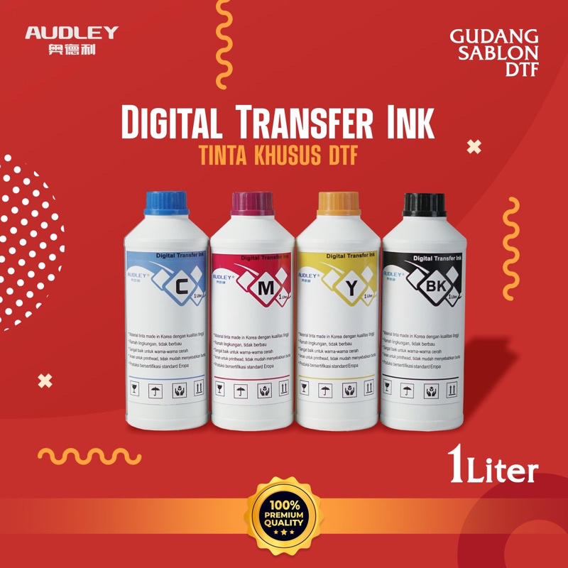 Jual Tinta DTF (Digital Transfer Film) merk AUDLEY 1 Liter (C,M,Y,K ...