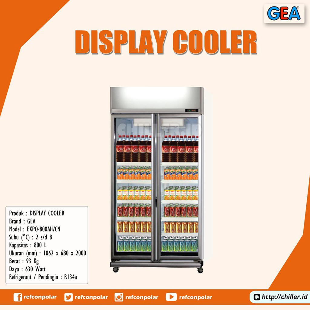 Jual SHOWCASE CHILLER GEA EXPO 800 LITER 2 DUA PINTU 630 WATT | Shopee ...