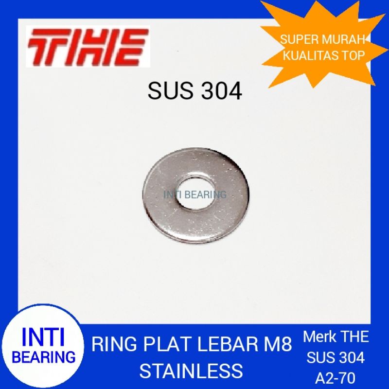 Jual RING PLAT LEBAR M8 STAINLESS MERK THE SS SUS 304 FLAT WASHER PLAIN PLATE WP HIGH QUALITY ...