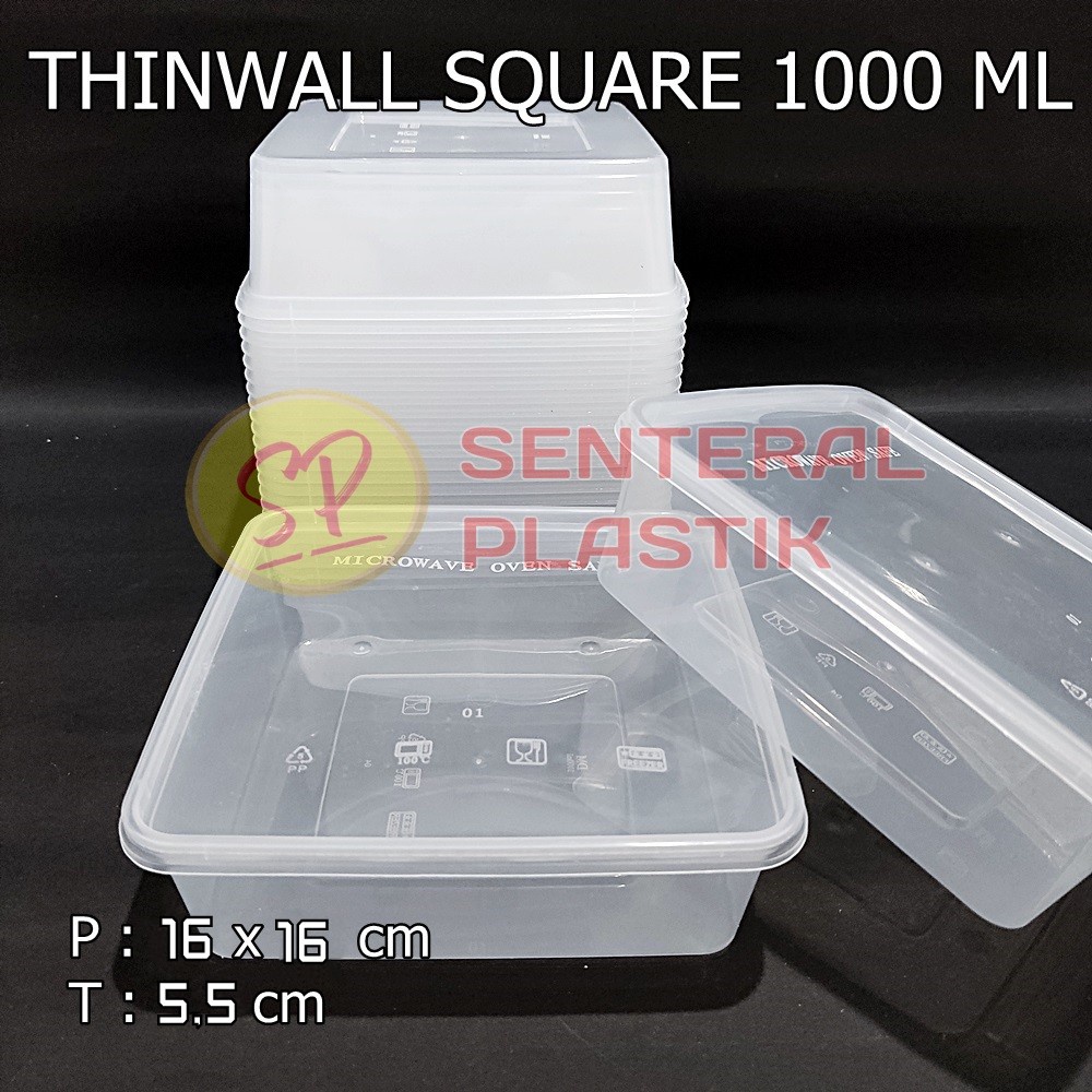 Jual Thinwall Kotak DM 1000 ML SQ / Kotak Makanan Plastik | Shopee ...