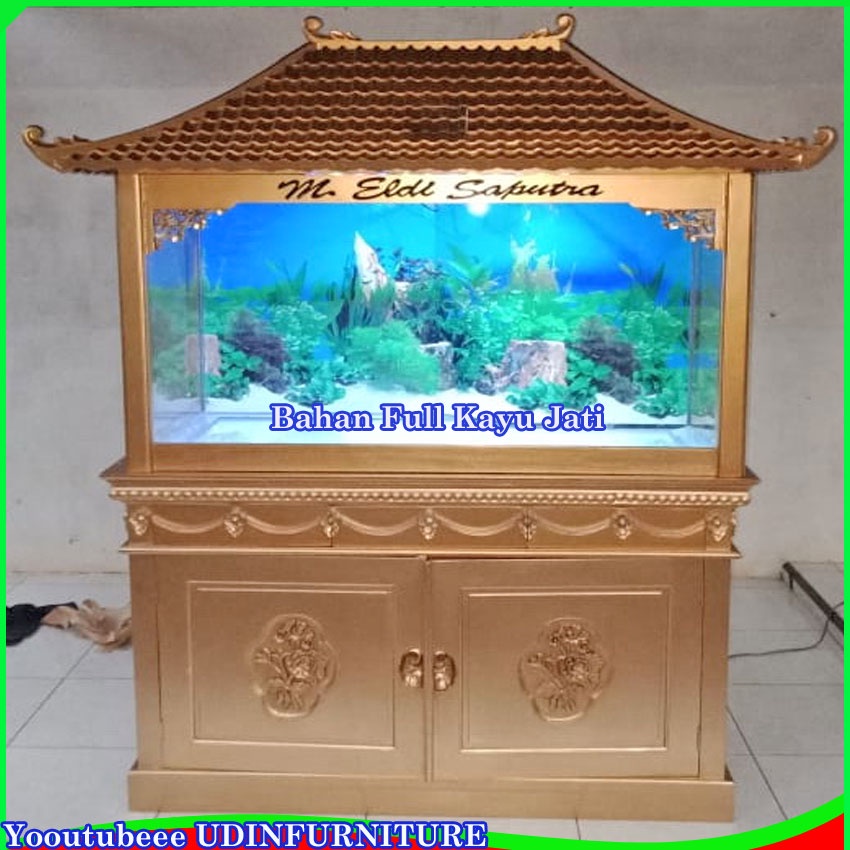 Jual Meja aquarium kayu jati ukiran full set akuarium ikan arwana ...