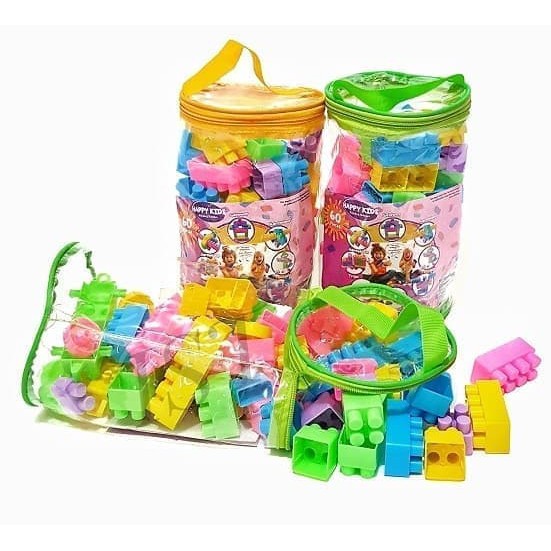 Jual Mainan Edukasi Anak Happy Kids Block Lego Building Blok Isi 60Pcs ...