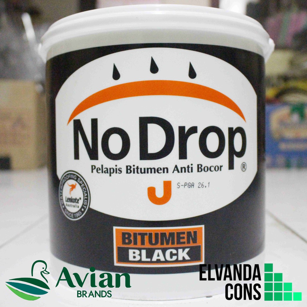 Jual Cat NO DROP BITUMEN BLACK Galon 4 kg Pelapis Anti Bocor Avian ...