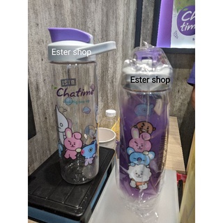 Jual Tumbler botol chatime bt21 edisi on the beach, purple dan clear ...