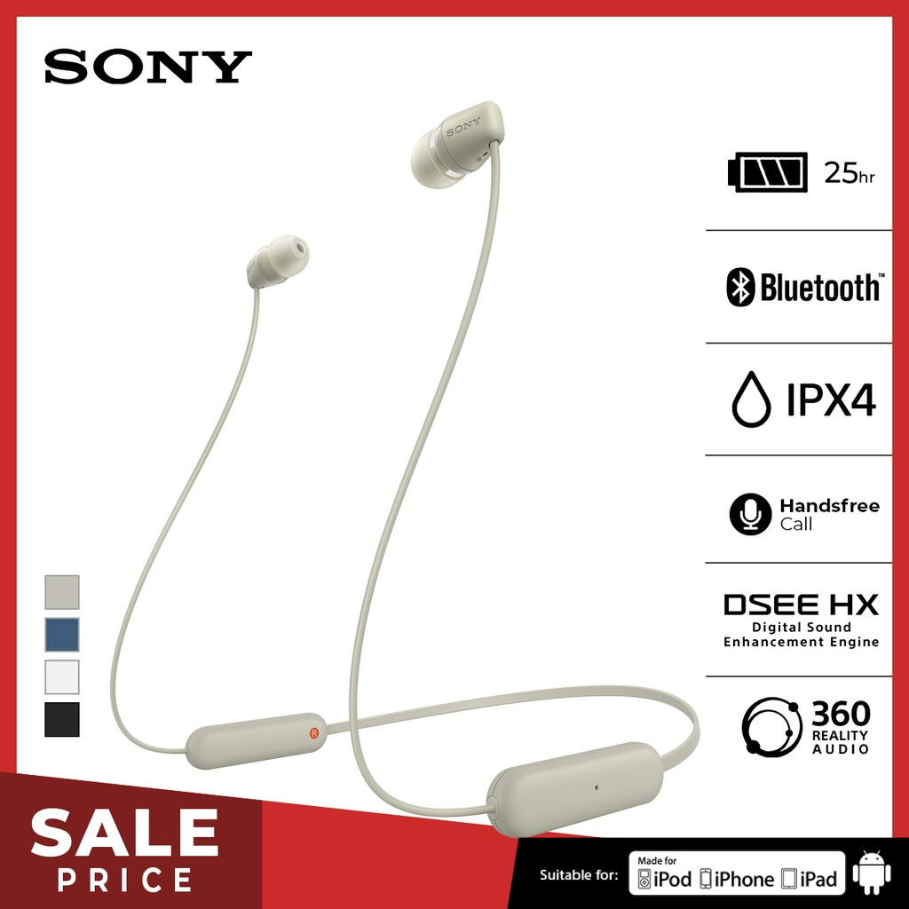Jual SONY WI-C100 In Ear Wireless Bluetooth Headset With Microphone For ...