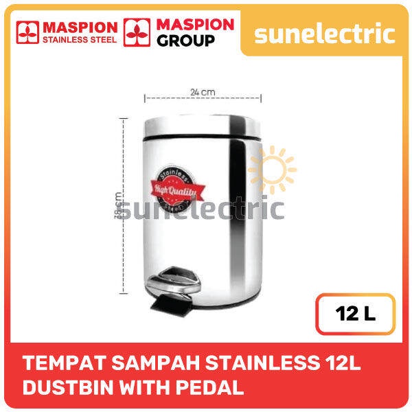 Jual Maspion Dustbin Pedal Stainless Steel Anti Karat + Ember Dalam Tempat Sampah Injak Diameter ...