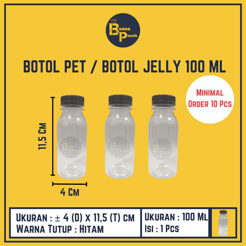 Jual Botol jelly 100ml / Botol Zam Zam 100ml / Botol Pet 100ml / Botol ...