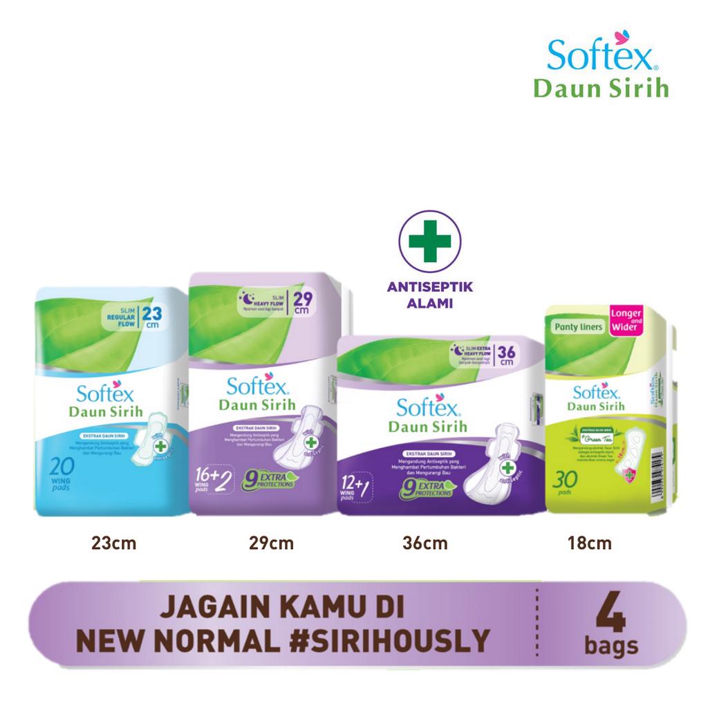 Jual Softex Daun Sirih Pantyliner 23 cm + 29 cm + 36 cm | Shopee Indonesia