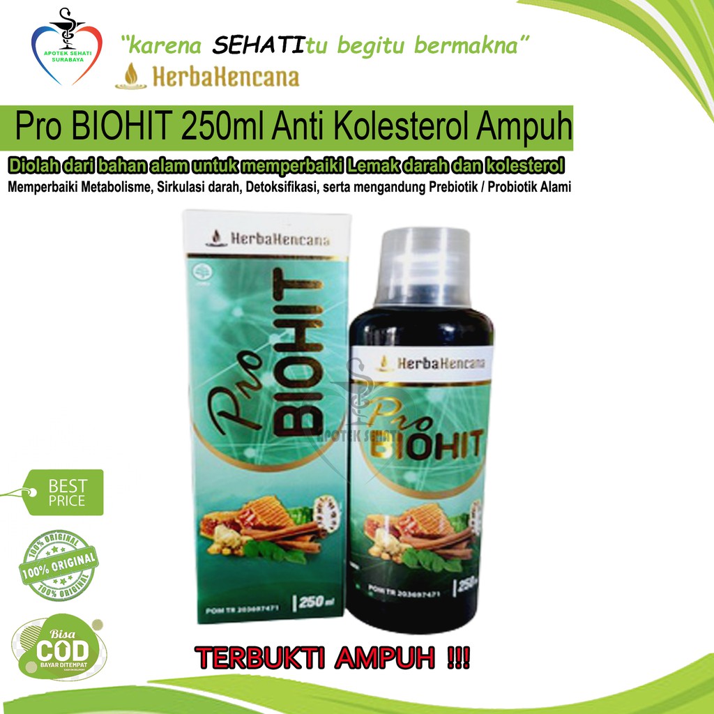 Jual Terbukti Pro BIOHIT Obat Kolesterol Herbal 250ml memperbaiki Lemak ...