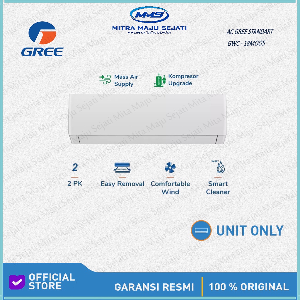 Jual AC GREE 2 PK STANDARD 18MOO5 NEW MODEL - UNIT ONLY | Shopee Indonesia