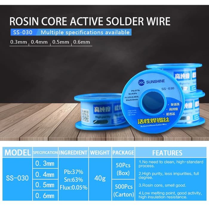 Jual Alat Murah TIMAH GULUNG SUNSHINE SS 030 TIMAH SOLDER SUNSHINE ...