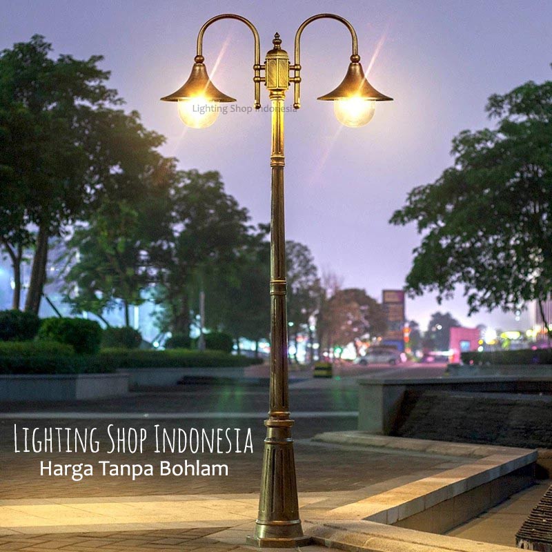 Jual Lampu Taman Outdoor Tinggi Tiang 2 Meter 2 Lampu | Shopee Indonesia