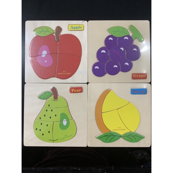 Jual Mainan edukasi Puzzel kayu gambar buah-buahan ukuran kecil ...