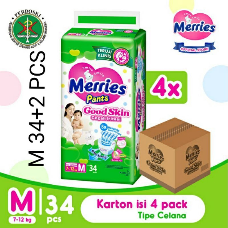 Jual MERRIES PANTS GOOD SKIN M 34 KARTON | POPOK SEKALI PAKAI MERRIES ...