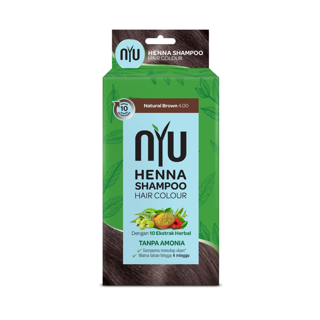 Jual NYU Henna Shampoo Hair Colour Natural Brown - Sampo Pewarna Rambut ...