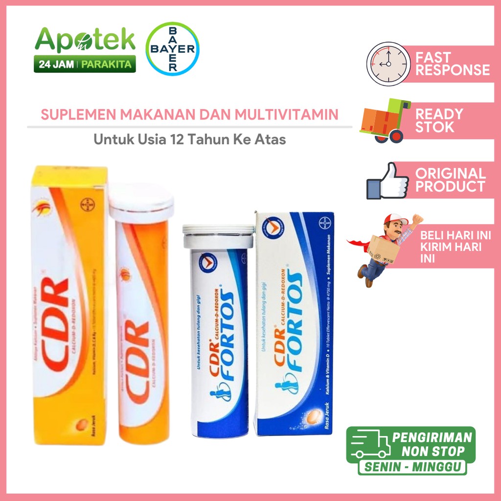 Jual CDR/ Fortos Suplemen Kalsium Plus Multivitamin Effervescent isi 15 ...