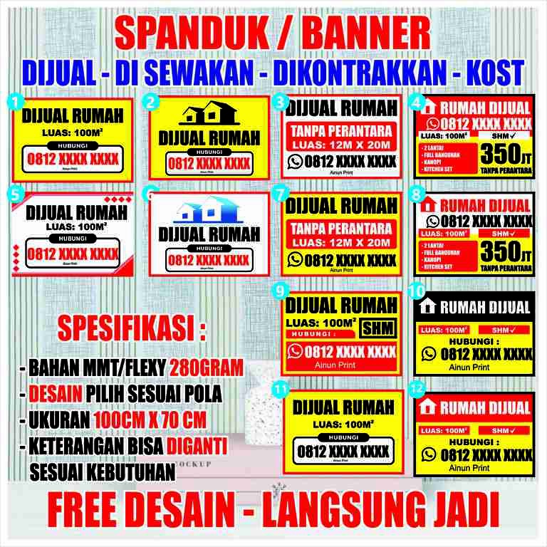 Jual Banner Spanduk Rumah / Ruko / Toko Di Jual / Di sewakan ...