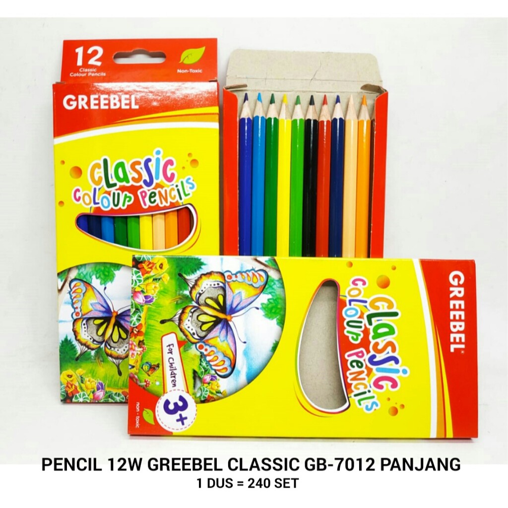 Jual Pensil 12 Warna Panjang Classic Greebel 7012 - Pensil Warna ...