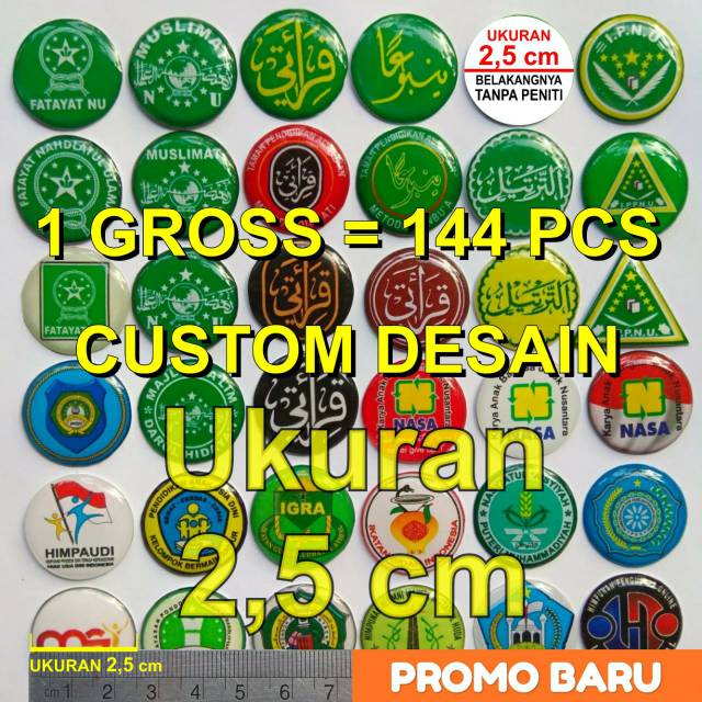Jual Pin Logo CUSTOM DESAIN Ukuran 2,5 cm 1 GROSS | Shopee Indonesia