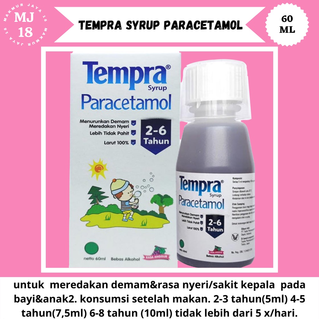 Jual Tempra sirup - Paracetamol 2-6 tahun 60ml/30ml | Shopee Indonesia