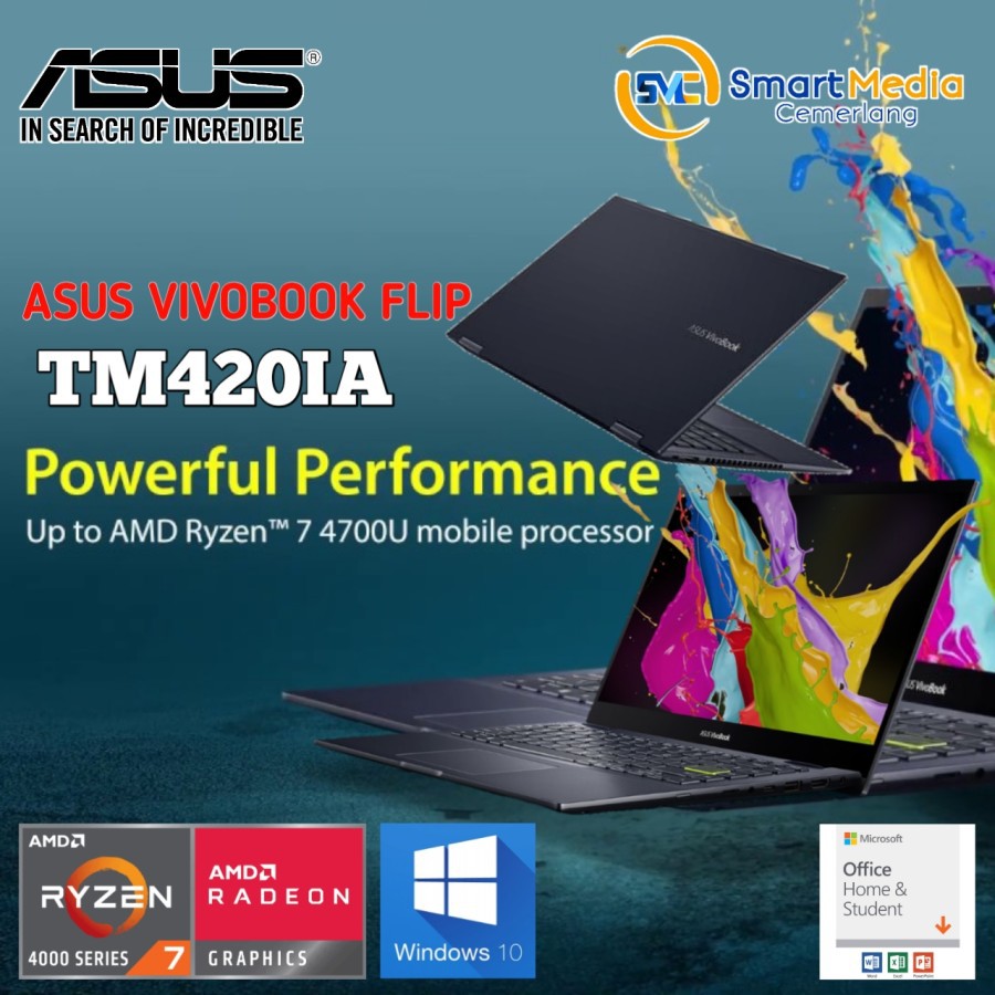 Jual ASUS VivoBook FLIP TM420IA-EC751TS AMD RYZEN 7-4700U 16GB 512GB SSD 14"Touch Win10 + OHS ...