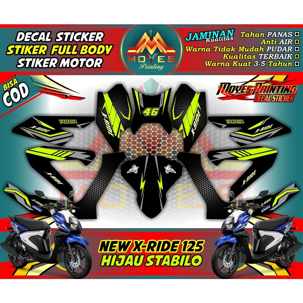 Jual sticker new x ride decal stiker motor new x-ride stiker motor new ...