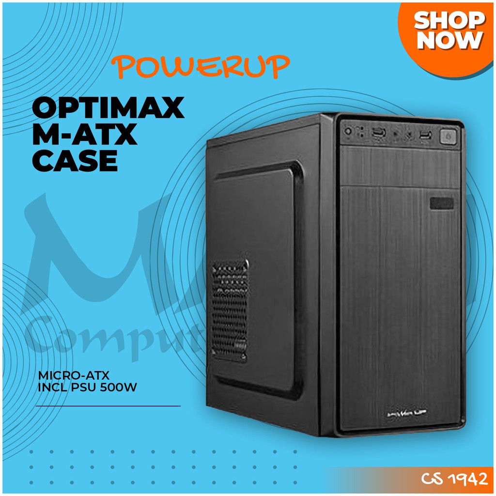 Jual Power Up New Optimax Series M-ATX Case Incl PSU 500W Casing ...