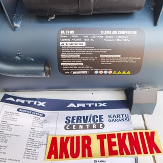 Jual kompressor angin listrik oilless 3/4 HP 9 liter ARTIX OA 0709 ...
