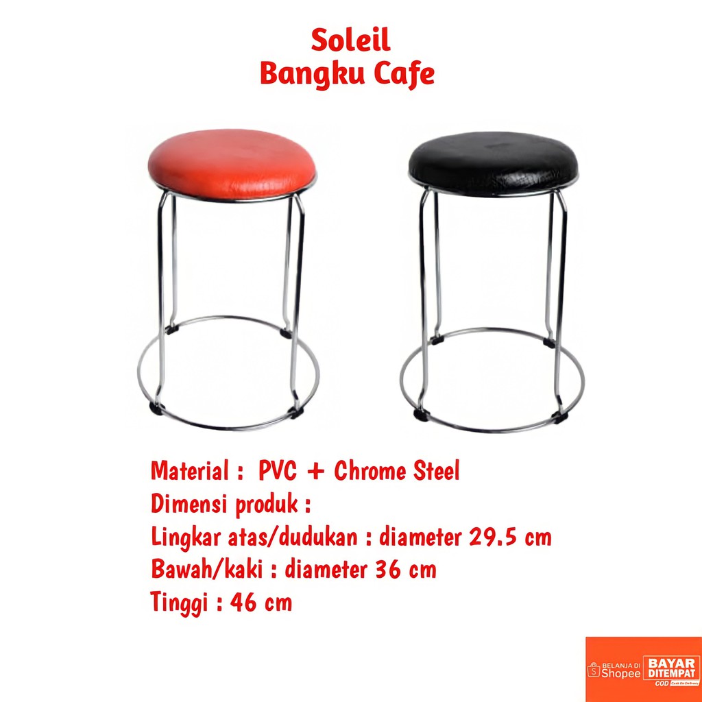 Jual Kursi Bar Cafe Bulat Dengan Bantalan/Kursi Cafe/Kursi Bulat/Kursi ...